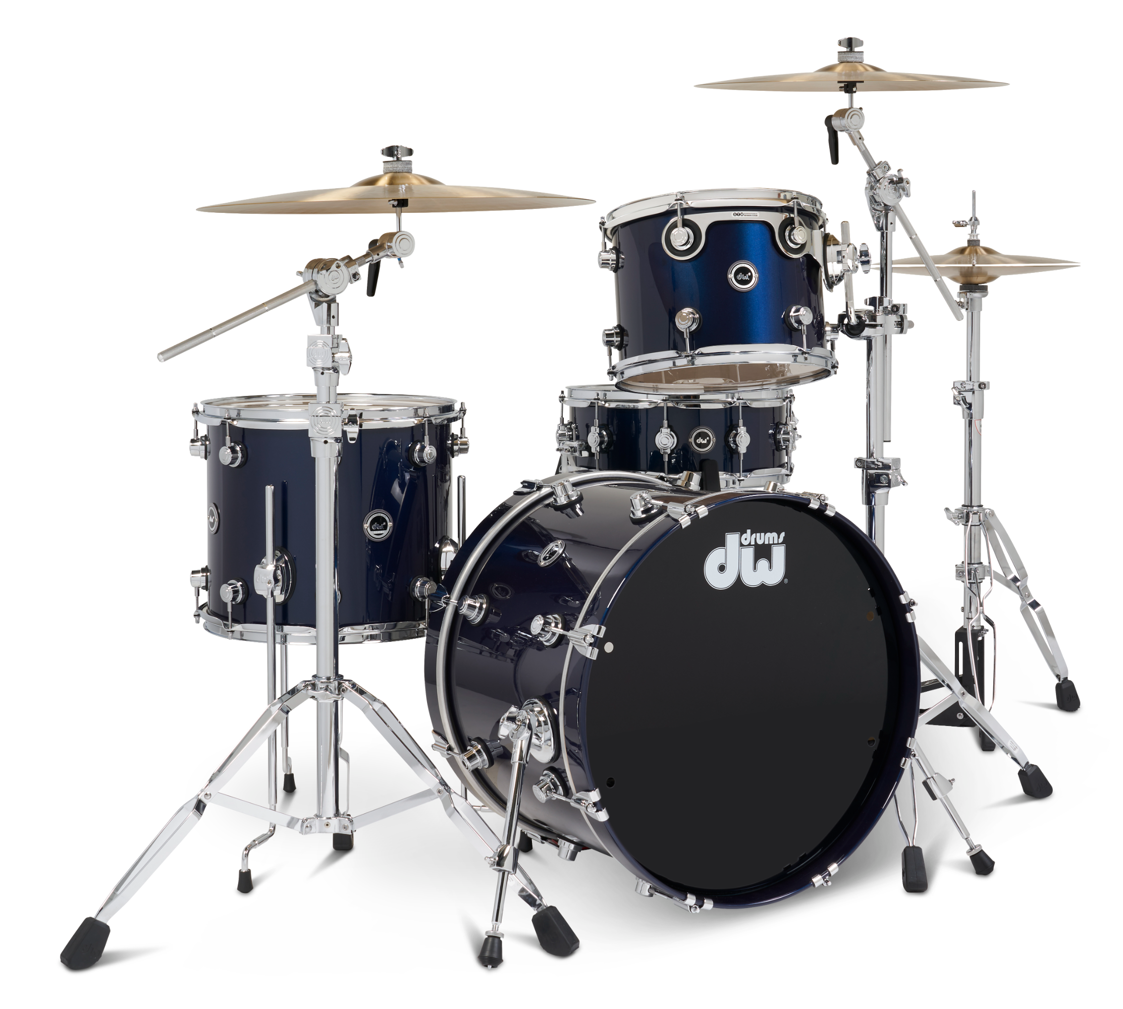 DWe 4pc Electronic Kit w/Cymbal + HW Bundle - Midnight Blue Metallic