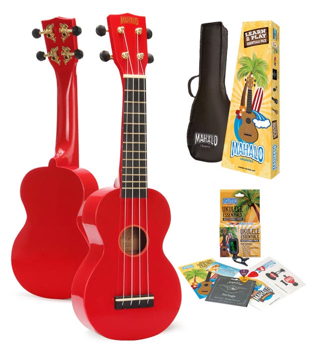 Mahalo Rainbow Series Soprano Ukulele - Learn 2 Play Pack (MR1RDK ...